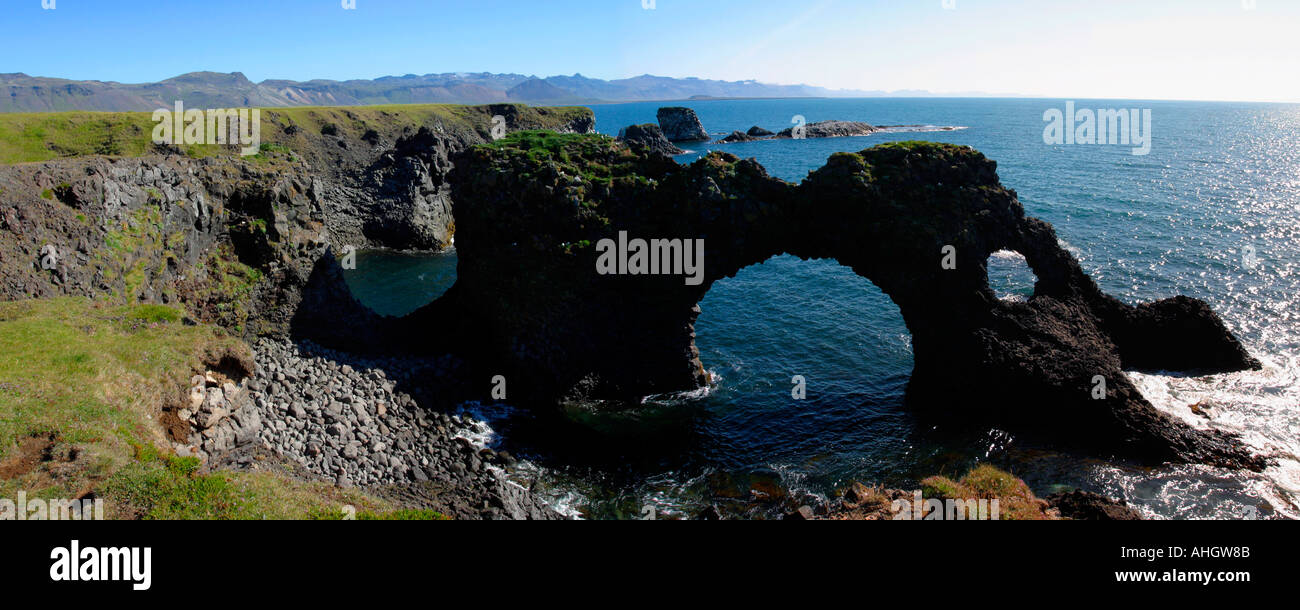 Arnarstapi Cliffs Snaefellsness Peninsula panoramic photograph Iceland ...