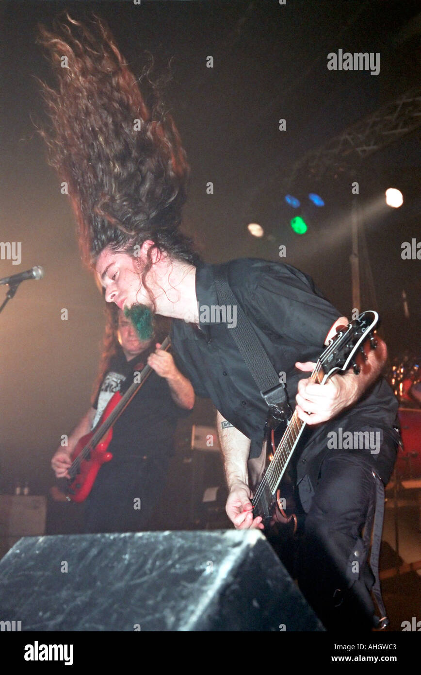 Israel Tel Aviv guitarist with hair flying during a Heavy Metal rock ...