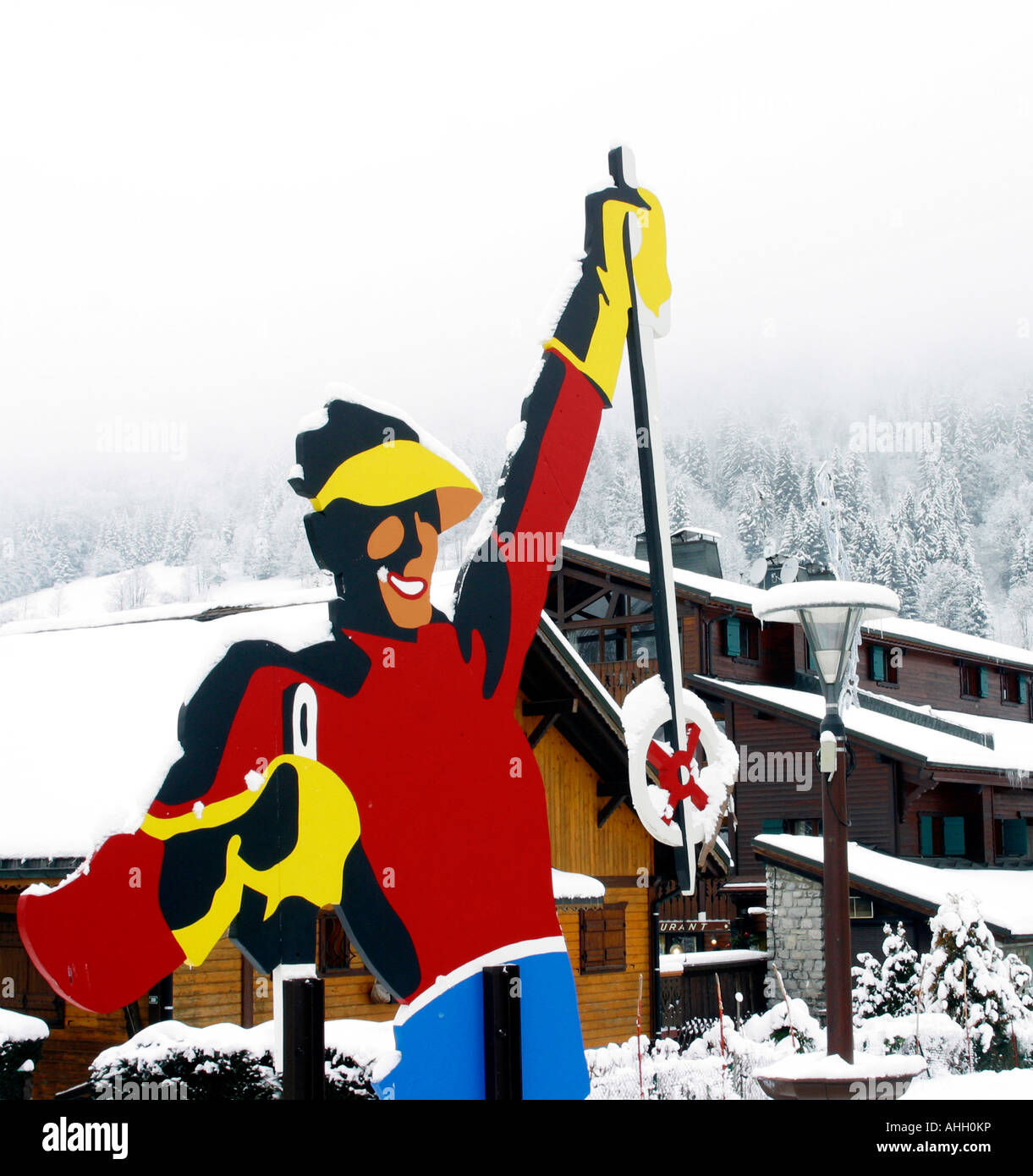 Famous giant poster board Les Gets French Alps France Stock Photo - Alamy