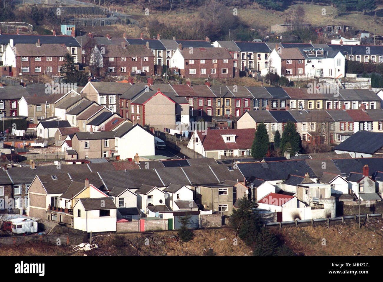 Terraced houses built for coal miners in the 19th century in the ...