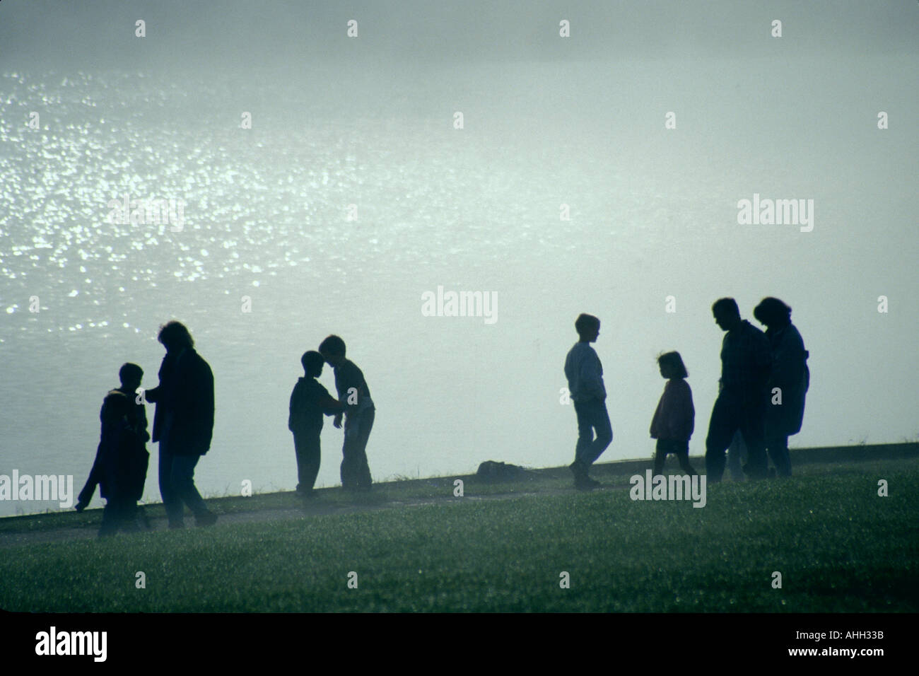 Group outing at Lake Shore Stock Photo - Alamy