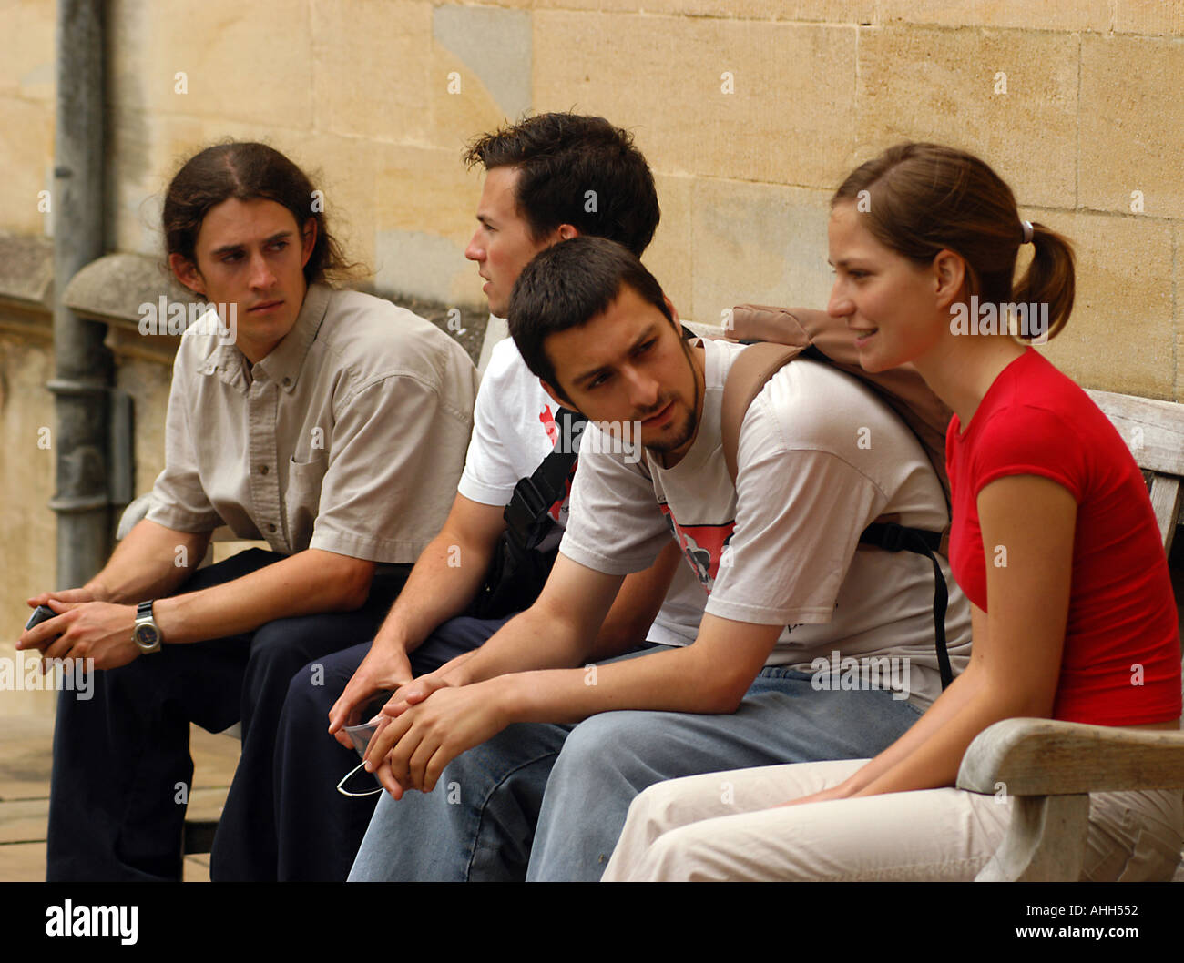 Four university students chatting in Oxford Stock Photo - Alamy
