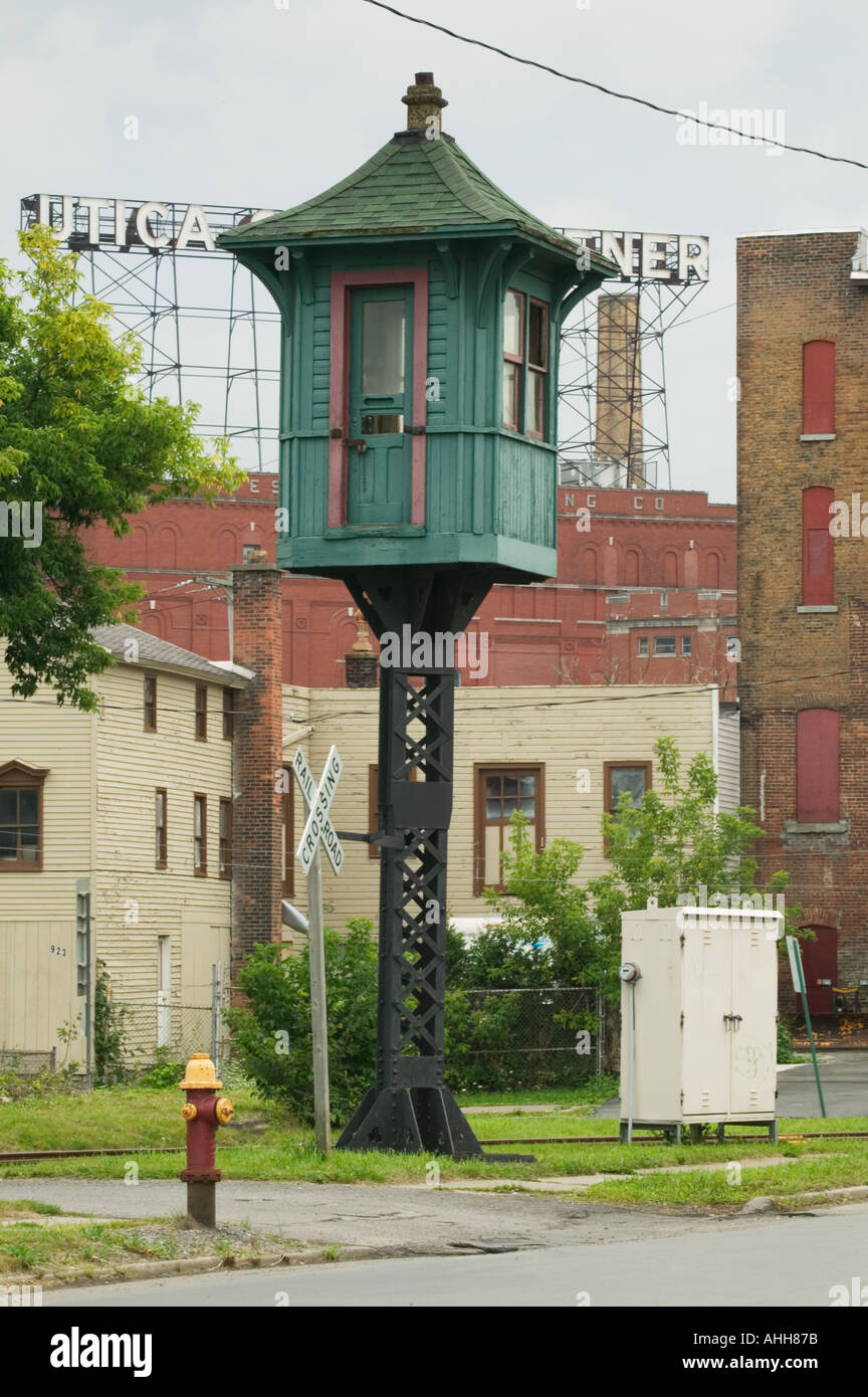 Old fashioned railroad block tower Utica New York Stock Photo - Alamy