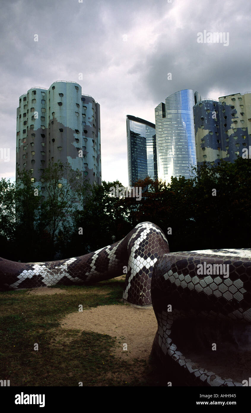 Camouflaged high rise flats at La Defense in Paris France Stock Photo ...