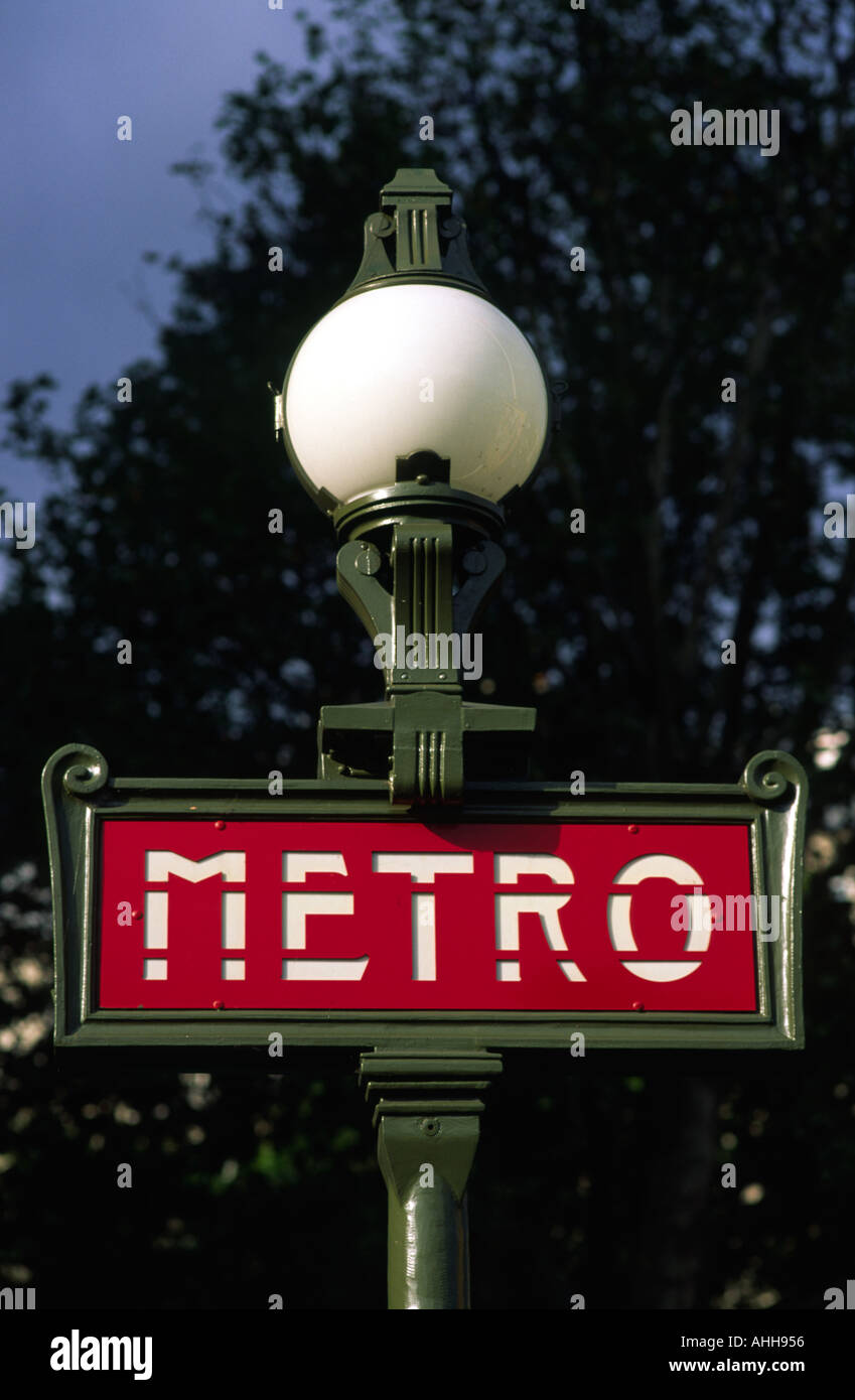 Paris Metro underground sign France Stock Photo - Alamy