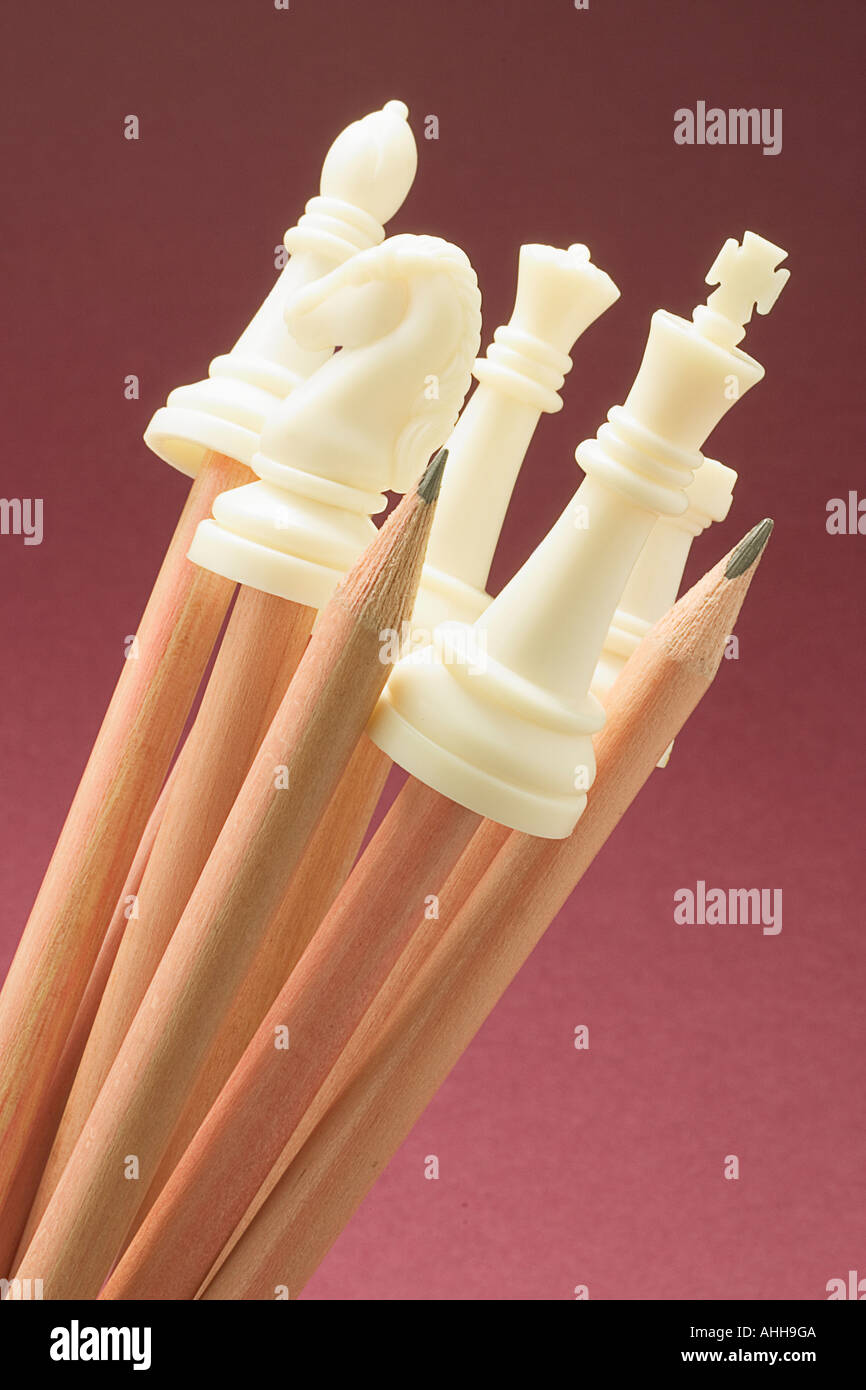 Chess Pieces on Pencils Stock Photo - Alamy