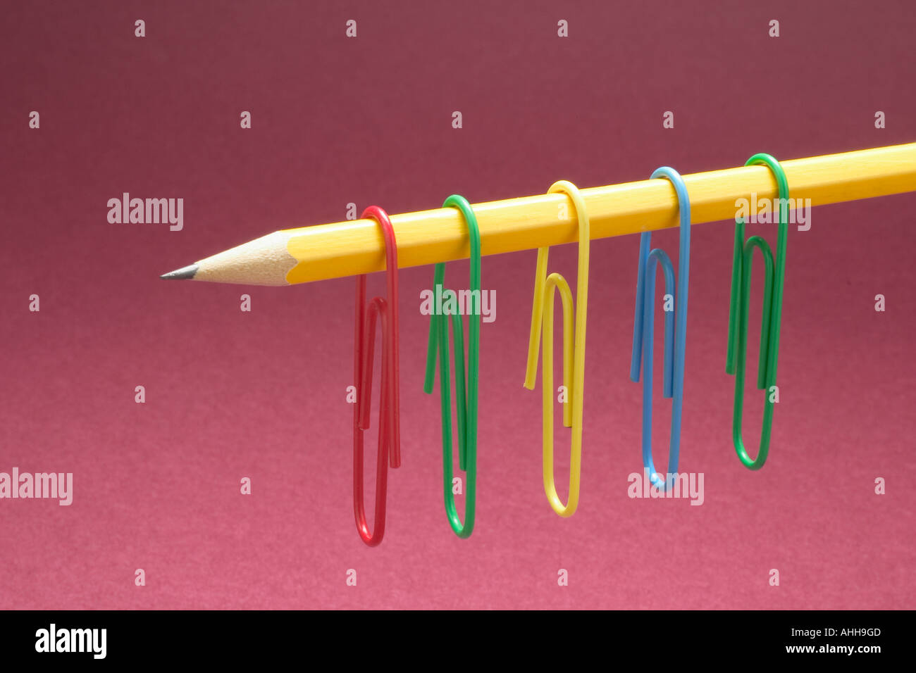 Paperclips on Pencil Stock Photo - Alamy