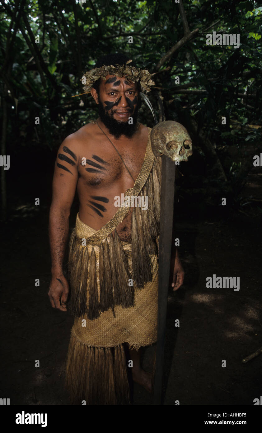 Vanuatu Efate Traditional dress of chief of Melanesian tribe which ...