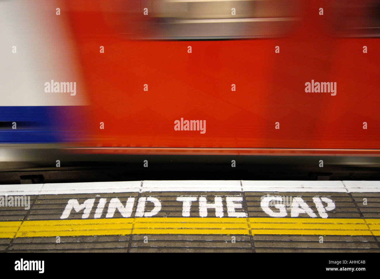 Mind the gap warning at station on the London Underground, England UK ...