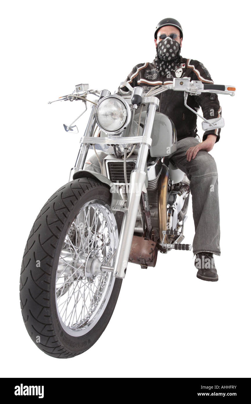 Harley Davidson-driver with motor bike Stock Photo - Alamy