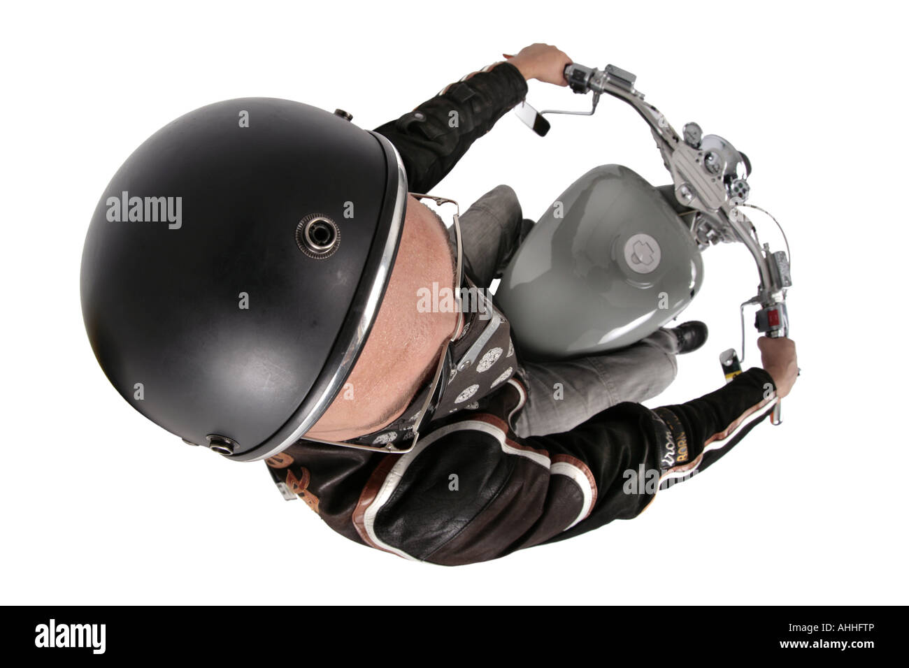 Harley Davidson-driver with motor bike Stock Photo - Alamy