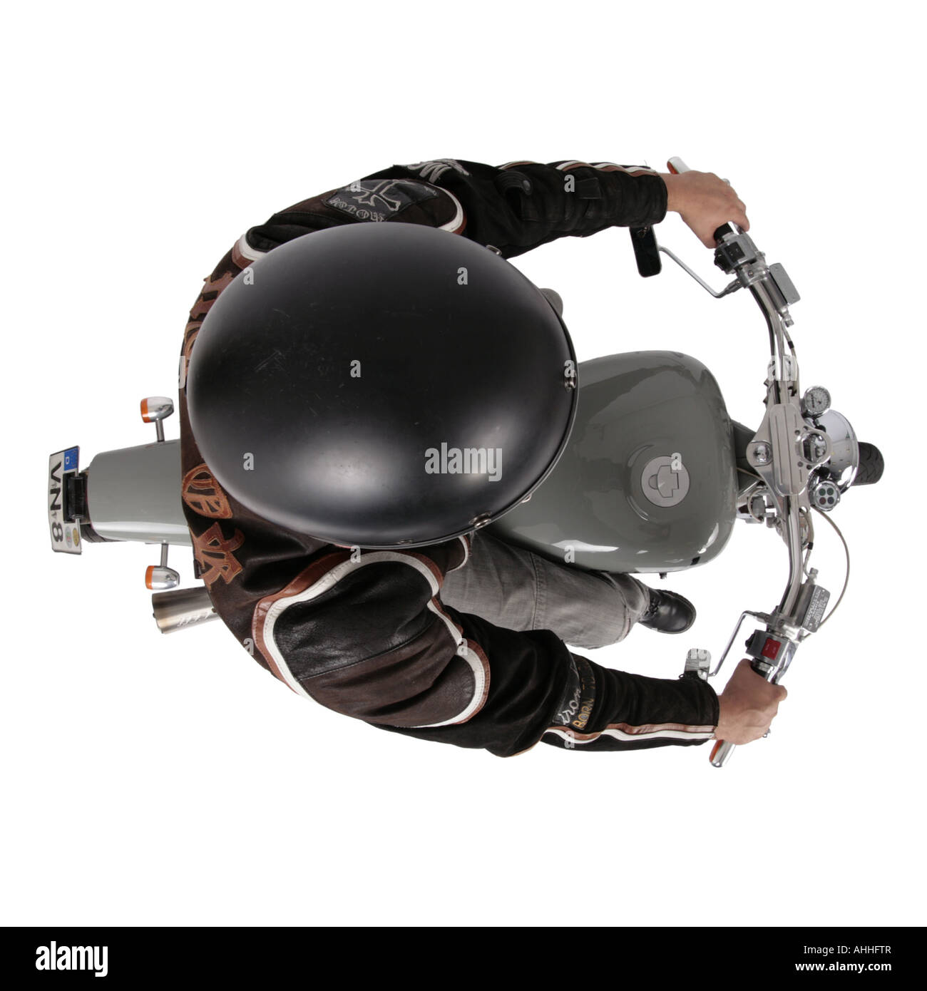 Harley Davidson-driver with motor bike Stock Photo - Alamy