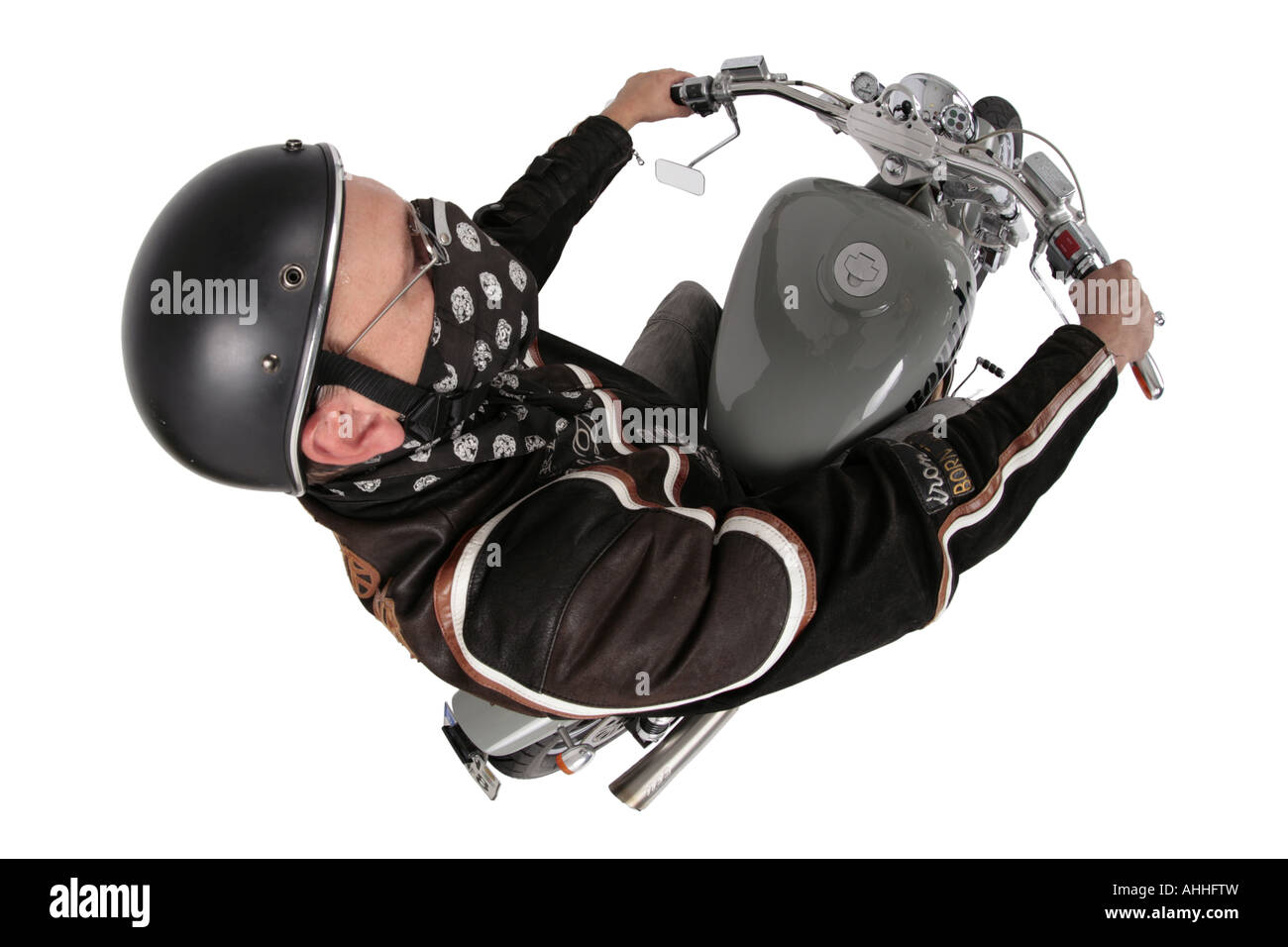 Harley Davidson-driver with motor bike Stock Photo - Alamy