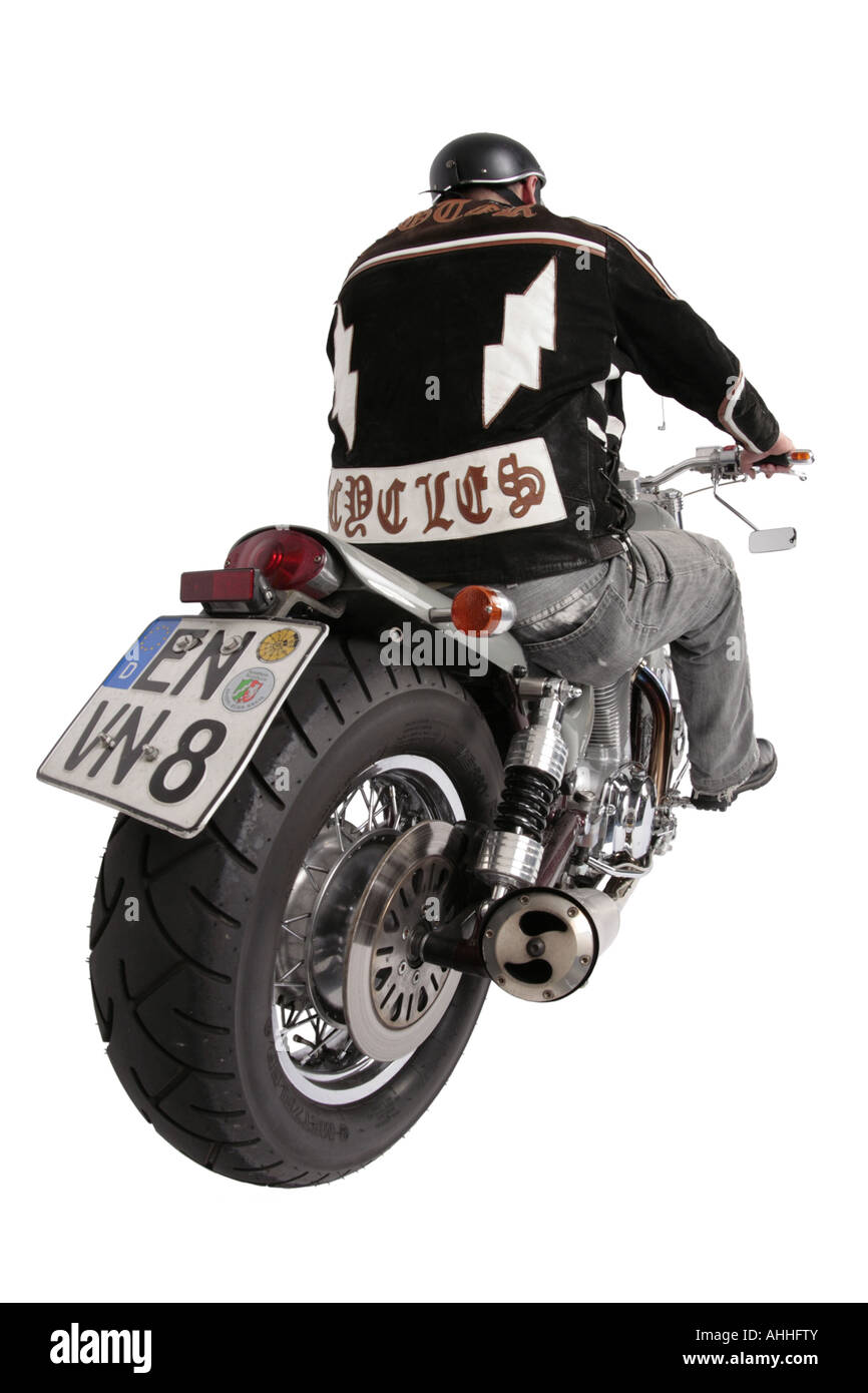 Harley Davidson-driver with motor bike Stock Photo - Alamy