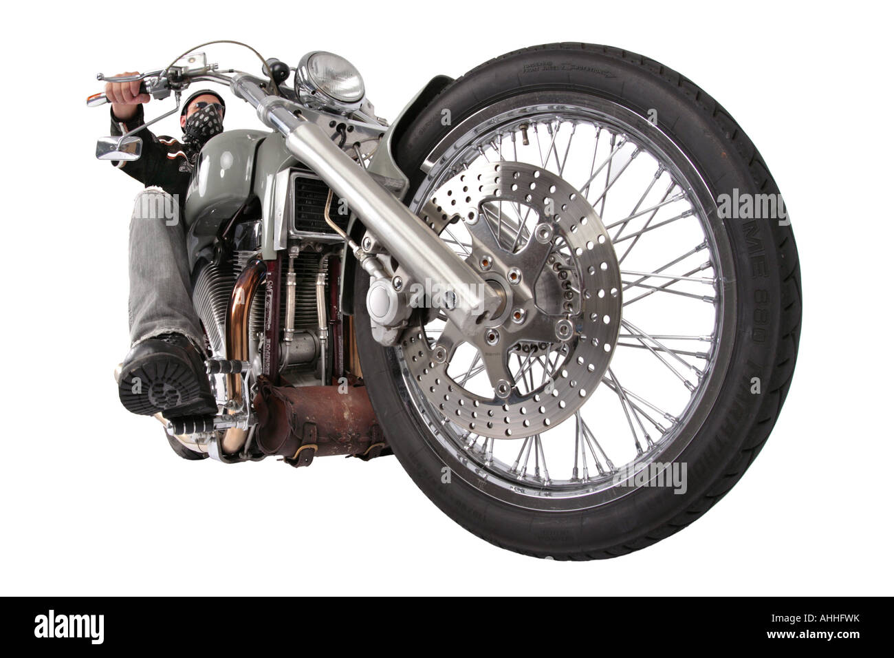Harley Davidson-driver with motor bike Stock Photo - Alamy