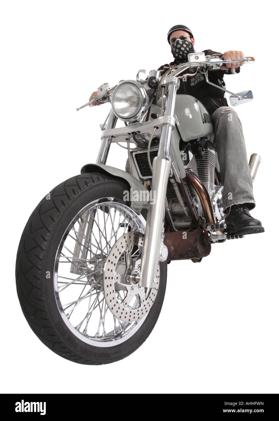 Harley Davidson-driver with motor bike Stock Photo - Alamy