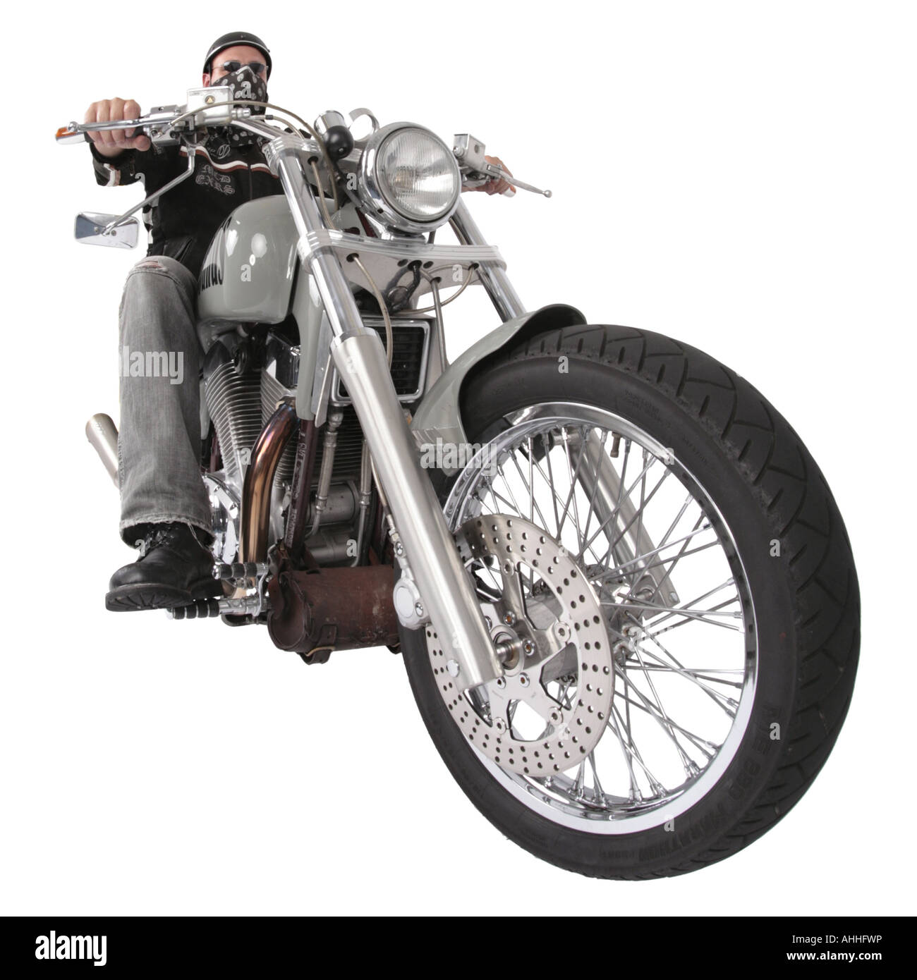 Harley Davidson-driver with motor bike Stock Photo - Alamy