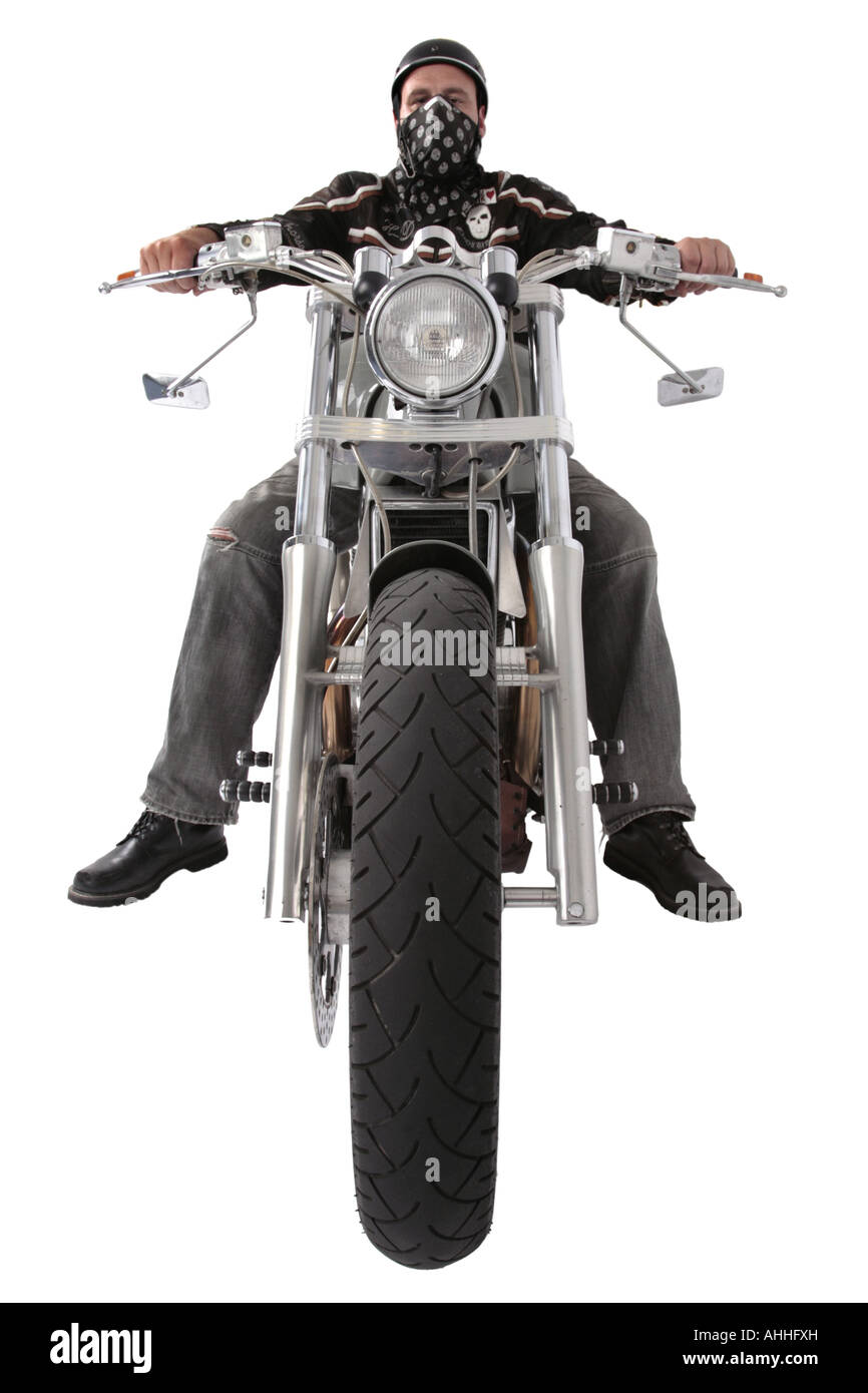 Harley Davidson-driver with motor bike Stock Photo - Alamy