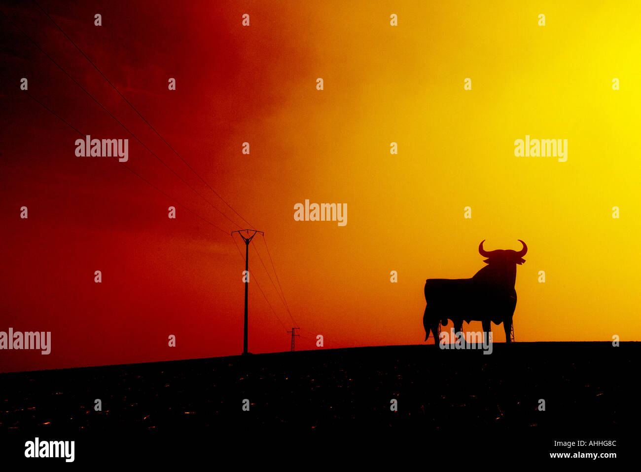 Symbol of the spanish bull advertising for osborne hi-res stock ...
