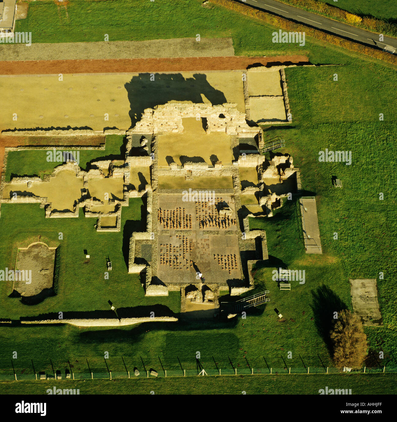Viroconium Wroxeter Roman City Shropshire overhead aerial view of ...