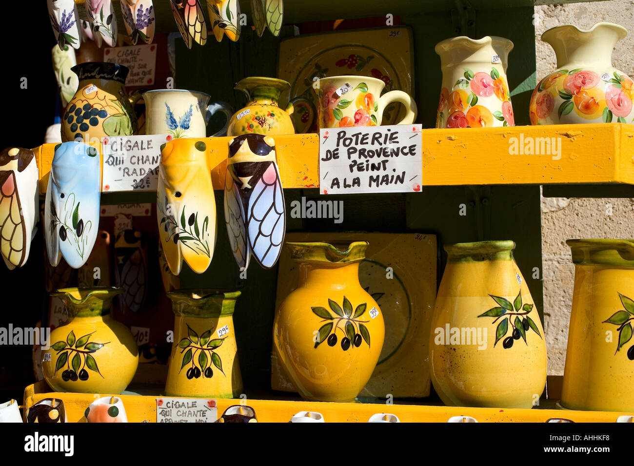 HAND PAINTED PITCHERS AND CICADAS POTTERIES, LOCAL POTTERY SOUVENIR ...
