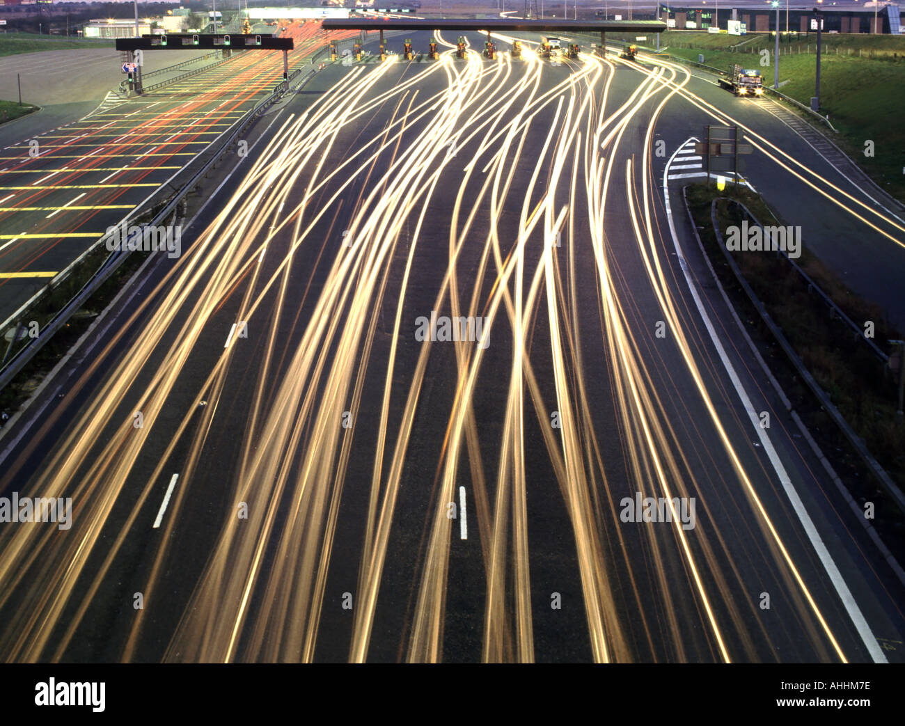 Dartford Thurrock River Crossing Bridge night aerial view vehicle ...