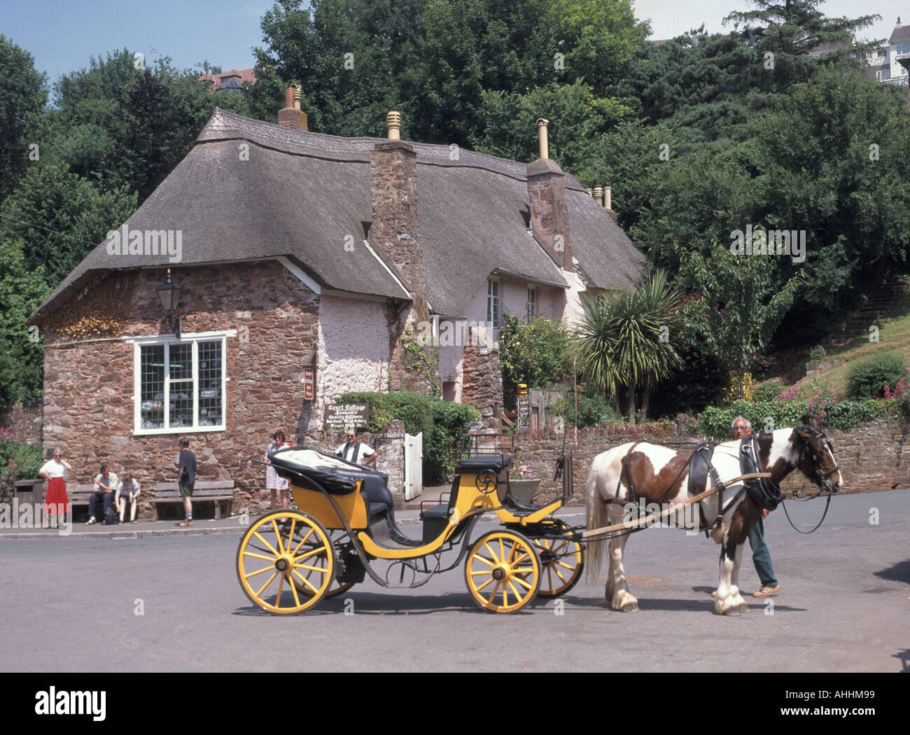 Cockington village Torquay with horse drawn carriage providing rides ...