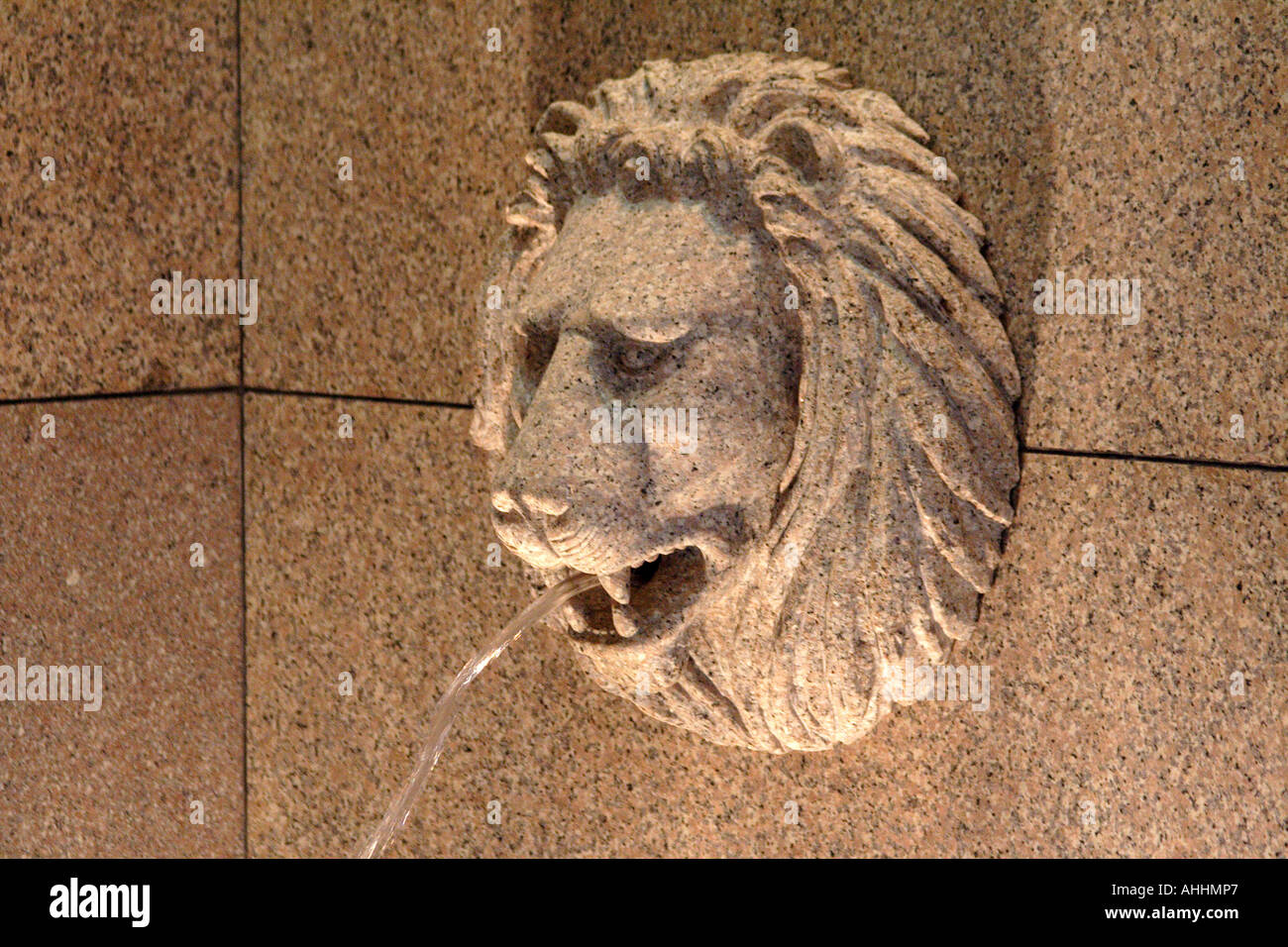A Stone Lion Statue Water Fountain Spitting Water Stock Photo - Alamy