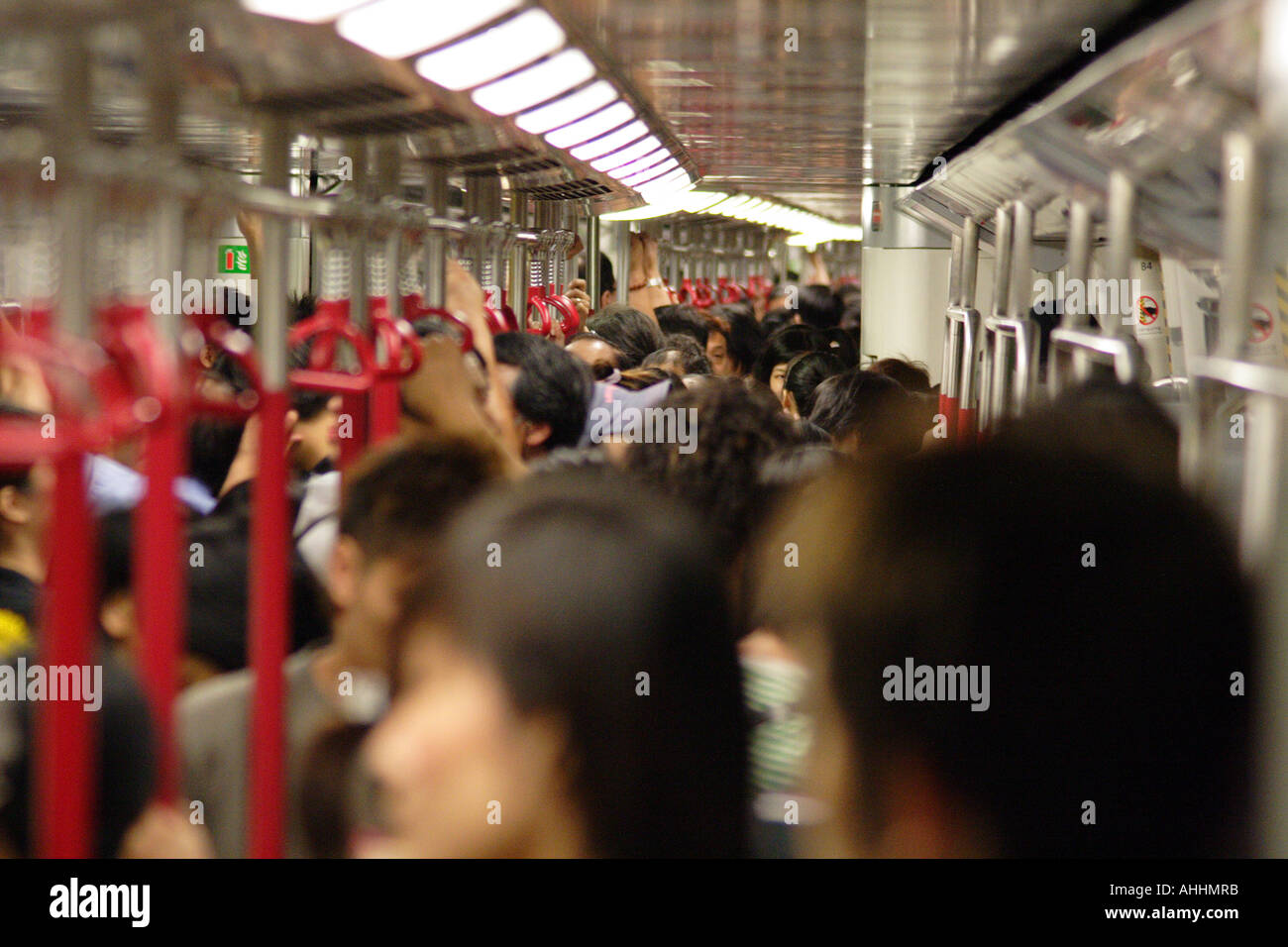 Subway Train Packed Full of People, Hong Kong MTR, China Stock Photo ...