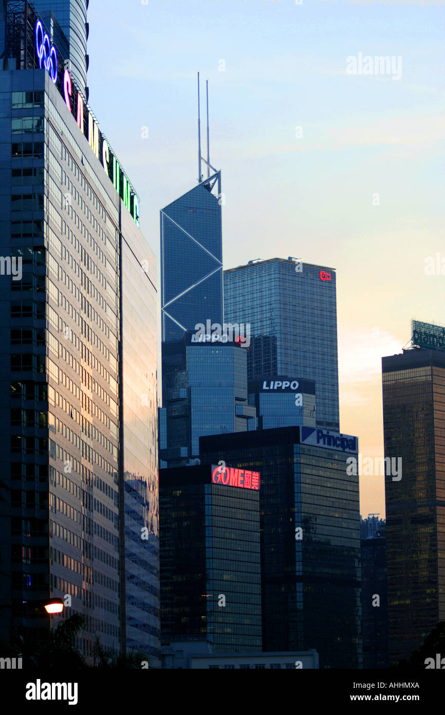 Hong Kong Skyline of Tall Highrise Buildings at Sunset Stock Photo - Alamy