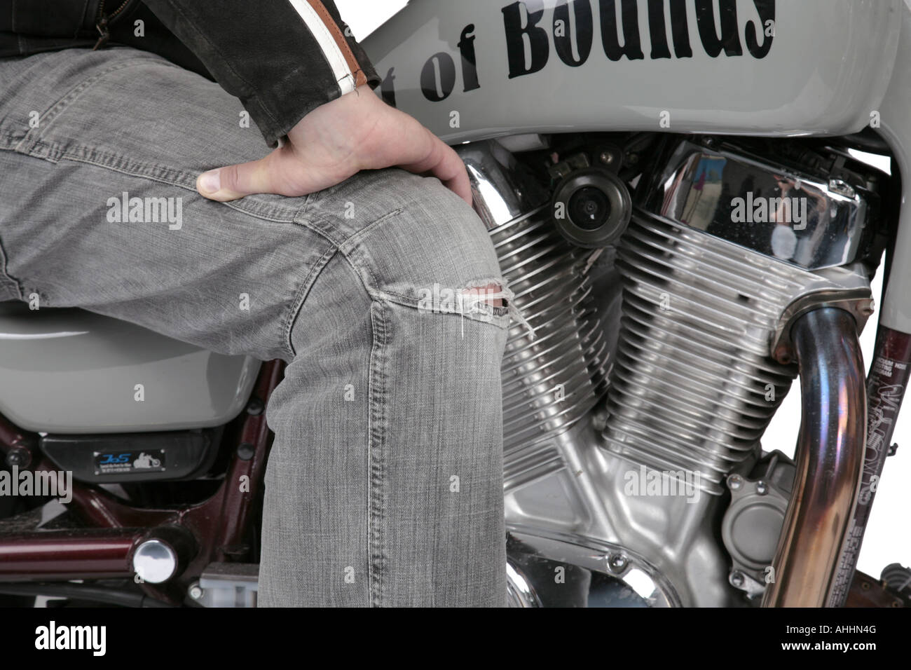 Harley Davidson driver with his motor bike Stock Photo - Alamy