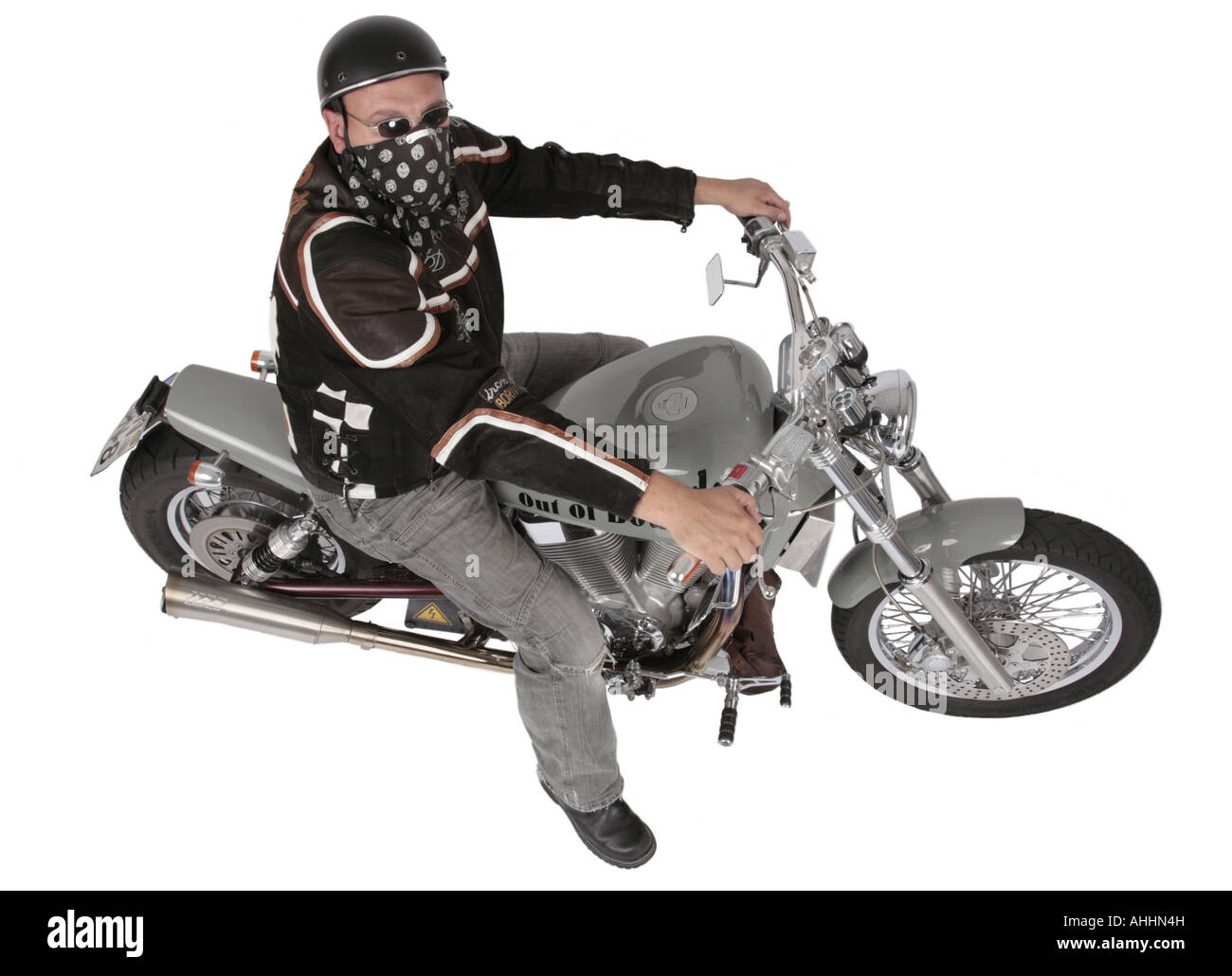 Harley Davidson driver with his motor bike Stock Photo - Alamy