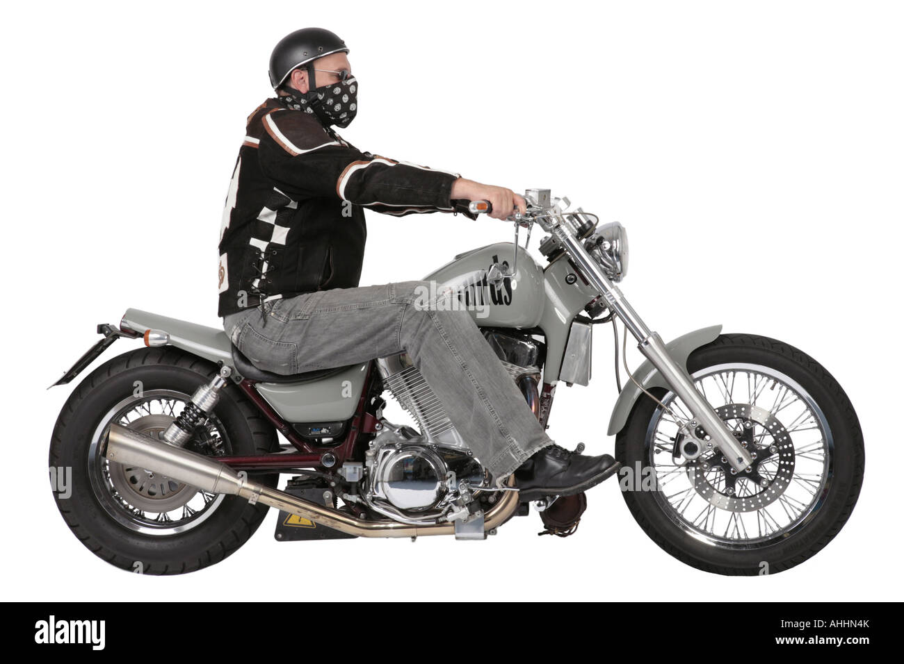 Harley Davidson driver with his motor bike Stock Photo - Alamy