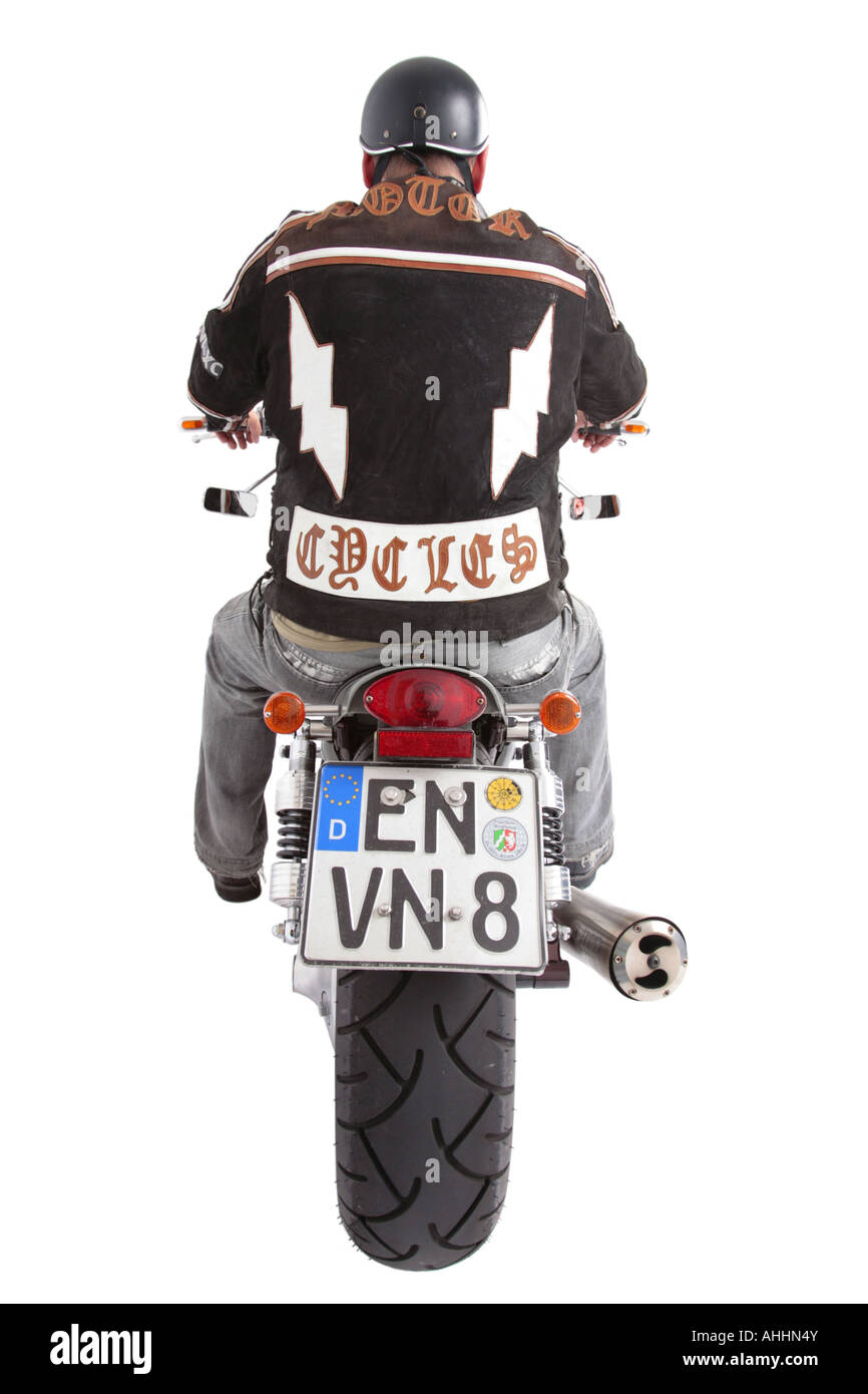 Harley Davidson driver with his motor bike Stock Photo - Alamy