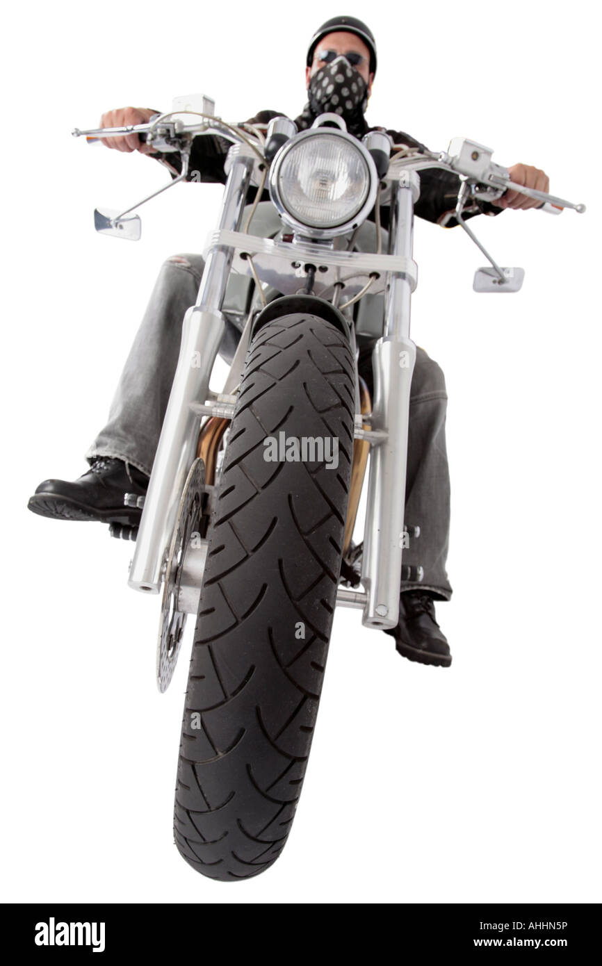 Harley Davidson driver with his motor bike Stock Photo - Alamy