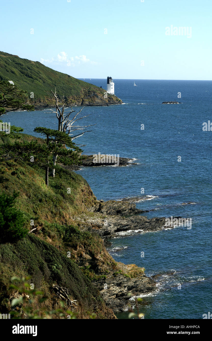 St Anthony lighthouse from Great Moluman Gerrans Cornwall Stock Photo ...