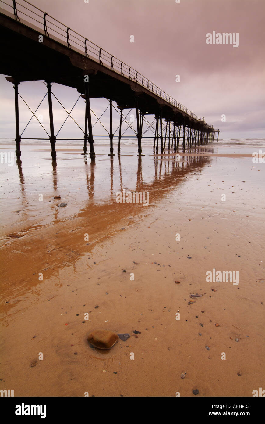 Evening light Saltburn Victorian Pier and beach low tide Saltburn ...