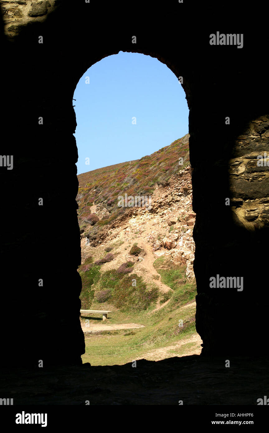 Towanroath Doorway of Wheal Coates pumping engine house on cliffs near ...