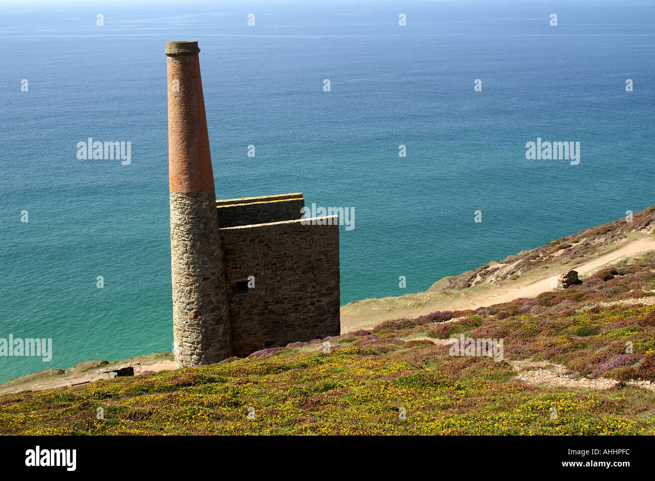 Towanroath shaft Wheal Coates pumping engine house on cliffs near ...