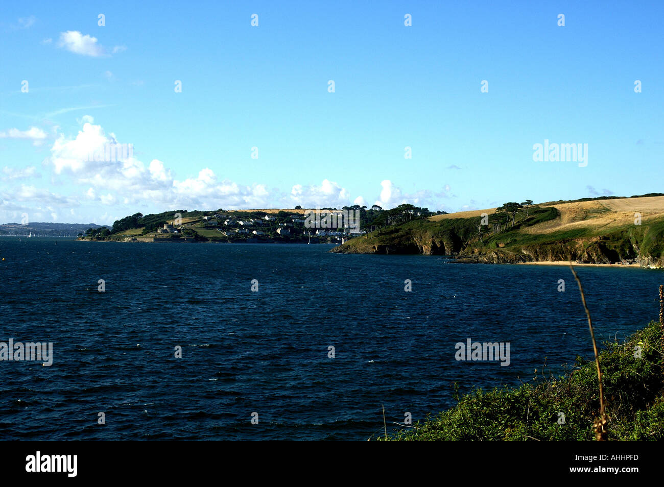 St Mawes harbour castle from St Anthony Gerrans Cornwall Stock Photo ...