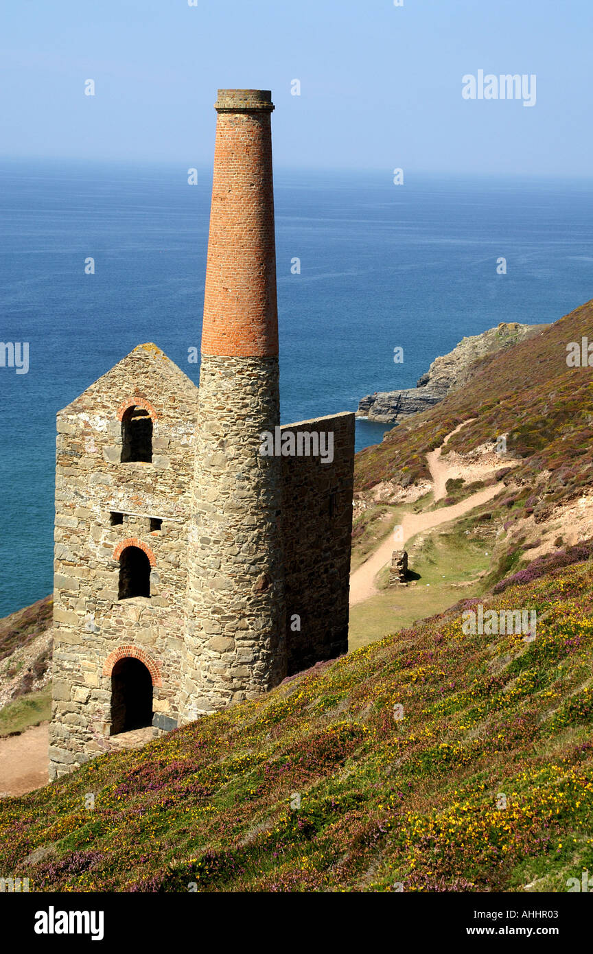 Towanroath shaft Wheal Coates pumping engine house on cliffs near ...
