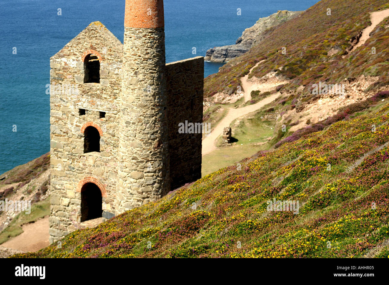 Towanroath shaft Wheal Coates pumping engine house on cliffs near ...