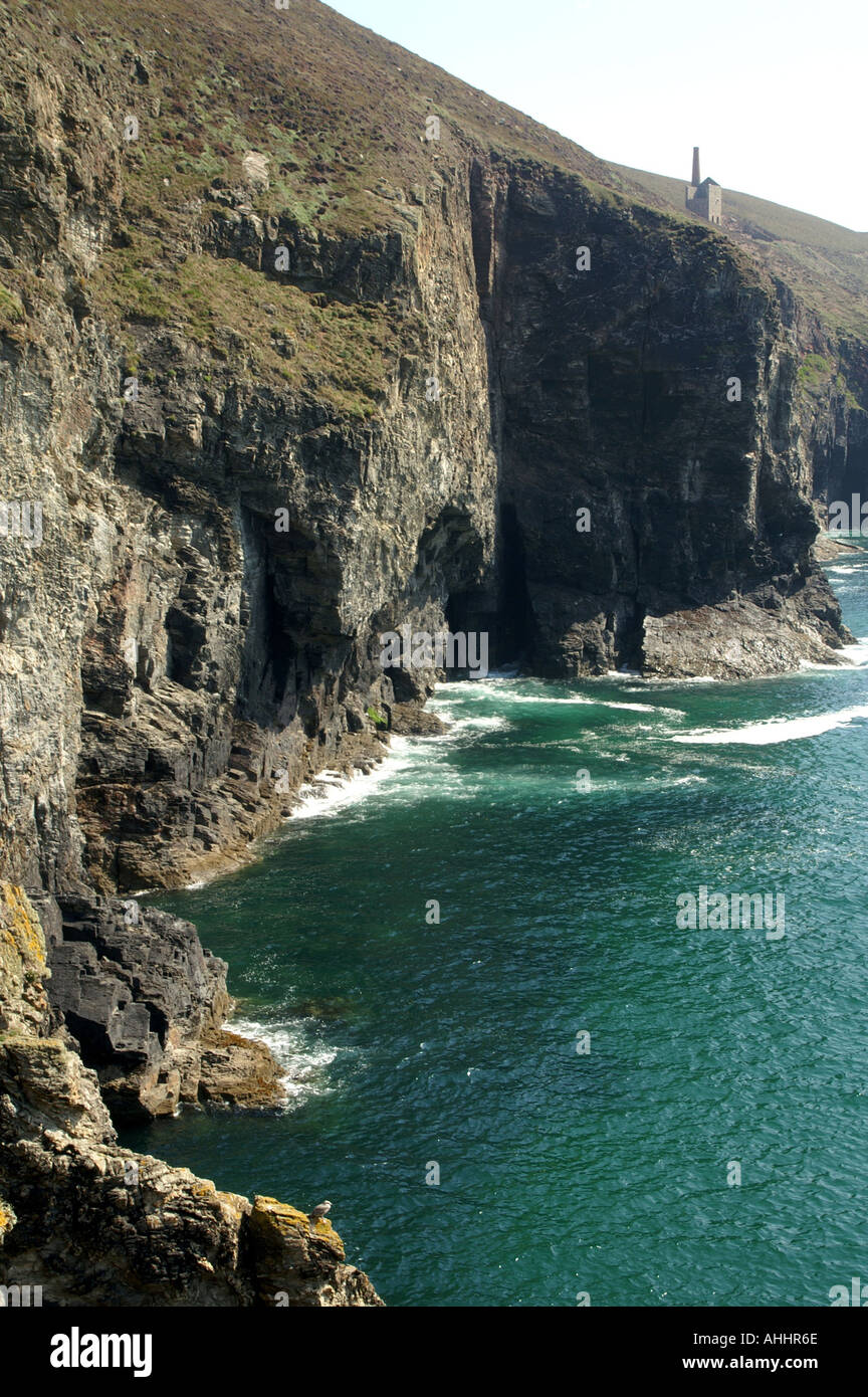 Towanroath shaft Wheal Coates pumping engine house on cliffs near ...