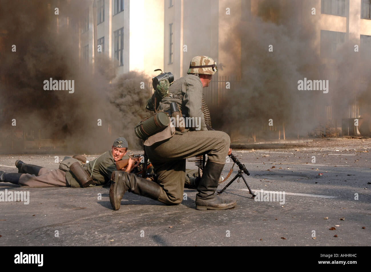 Historical reenactment of Warsaw Uprising in 1944 during II World War ...