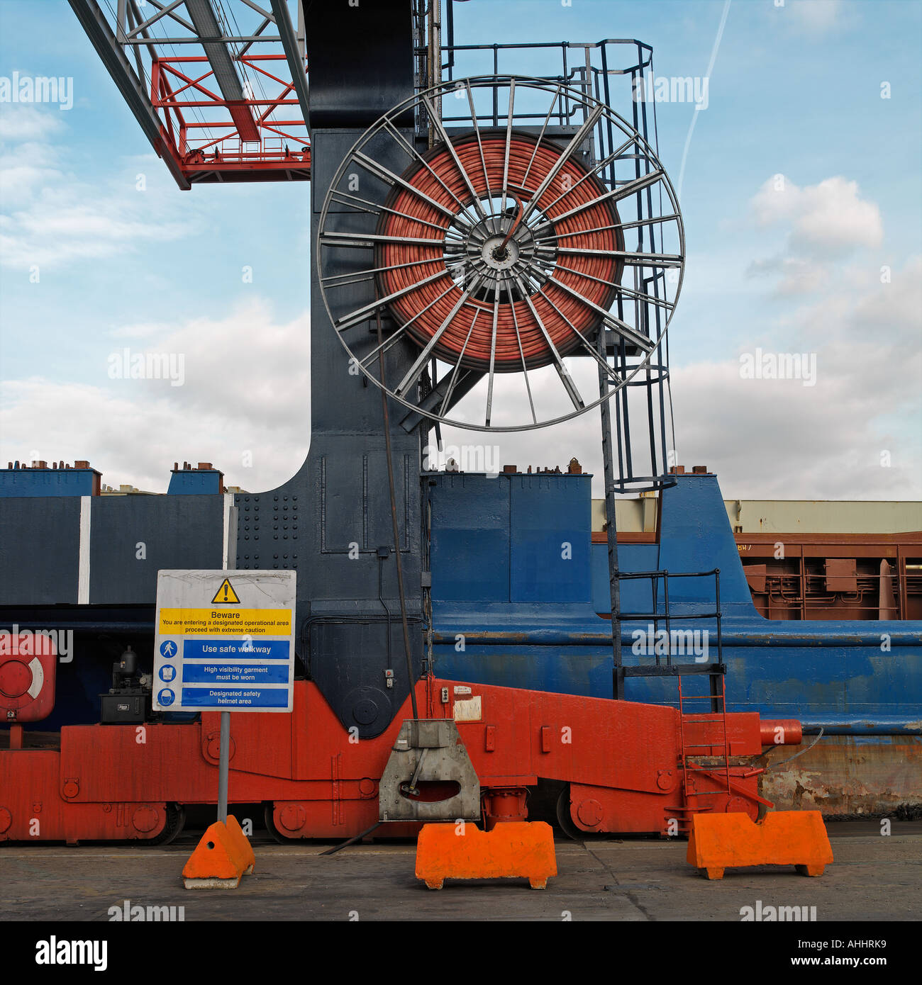shipping and logistics container being unloaded from ship with ...