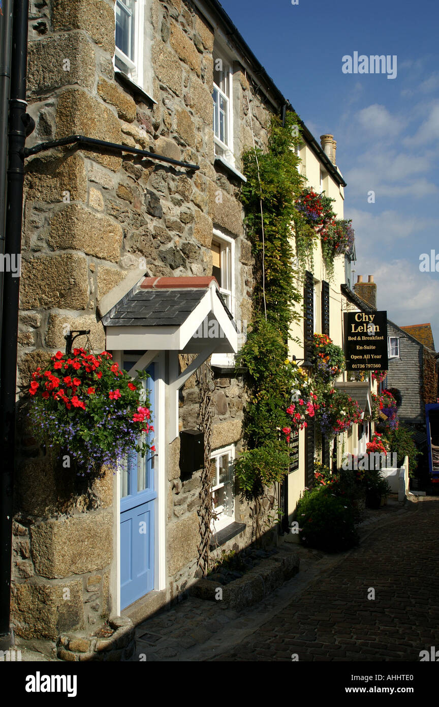 Flowers floral displays around the village of St Ives Cornwall Stock ...
