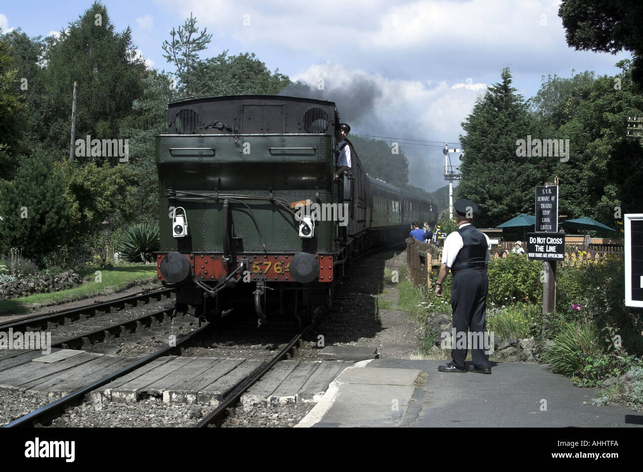 Guard awaiting train Hampton Loade Station Severn Valley Steam Railway ...