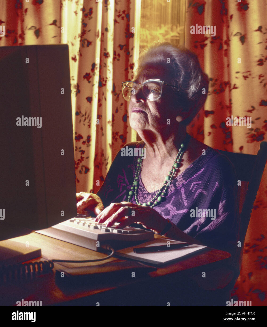 elderly woman at computer Stock Photo - Alamy
