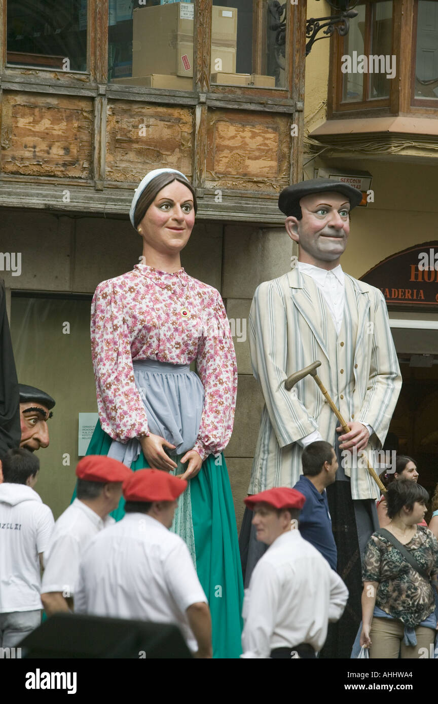 Band members wearing traditional Basque red beret Bilbao Spain in front ...