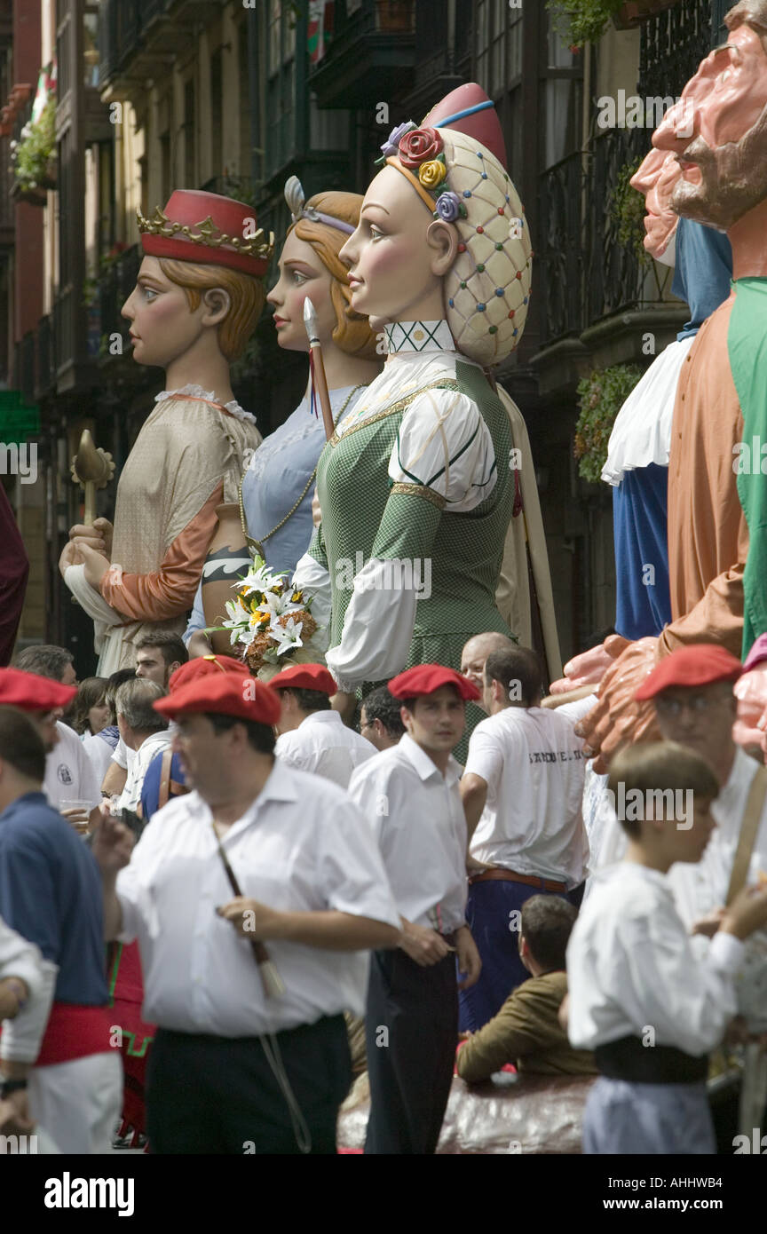 Band members wearing traditional Basque red beret Bilbao Spain standing ...